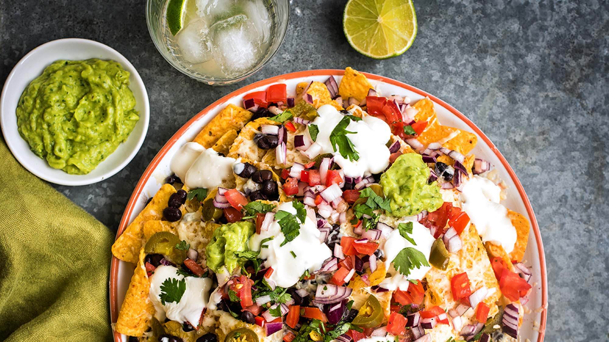Fully Loaded Nachos with Black Beans, Guacamole and Fresh Salsa | Party ...